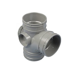110mm 92.5˚ Access Branch Triple Socket Olive Grey | Plastics Express