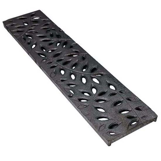NDS Botanical Decorative Channel Grate Raw Cast Iron x 300mm | Plastics ...