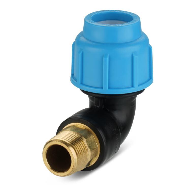 25mm MDPE Elbow x ¾” Brass Male BSP | Plastics Express