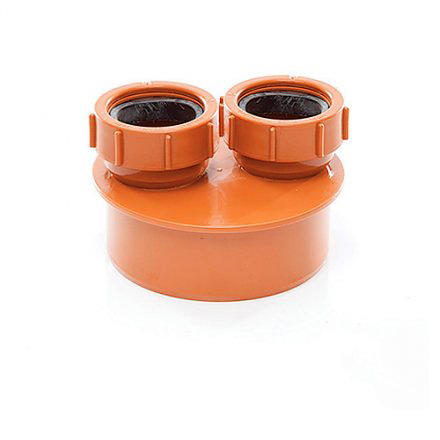 110mm Double Waste Adaptor 40mm & 40mm | Plastics Express
