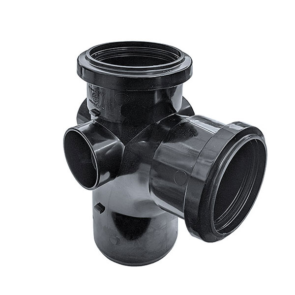 82mm 87.5˚ Double Socket Branch Black | Plastics Express
