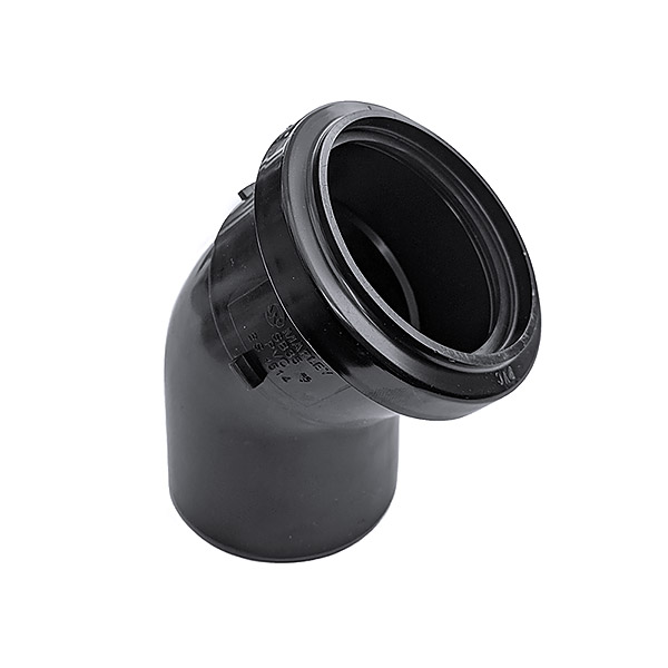 82mm 45˚ Single Socket Bend Black | Plasstics Express