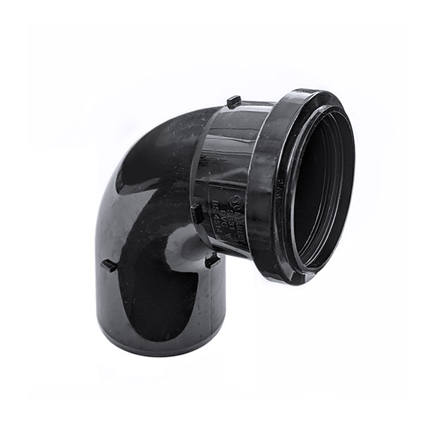 82mm 92.5˚ Single Socket Bend Black | Plastics Express