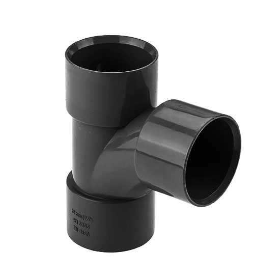 50mm Black 92.5° Swept Tee | Plastics Express
