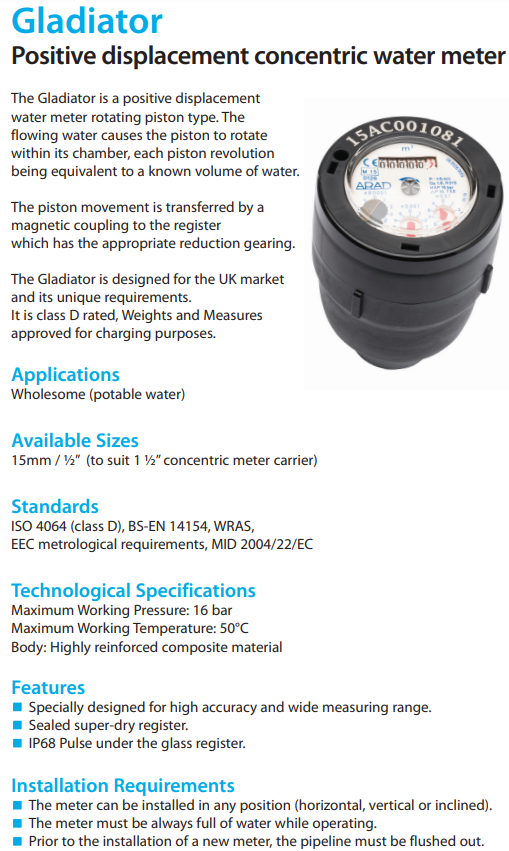 1½" Concentric Water Meter | Plastics Express