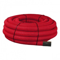 Red Twinwall Duct 110mm x 50m Coil | Plastics Express